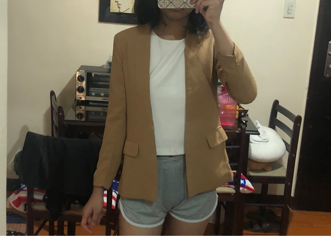 Hq brown blazer with inner lining and shoulder pads, Women's Fashion ...