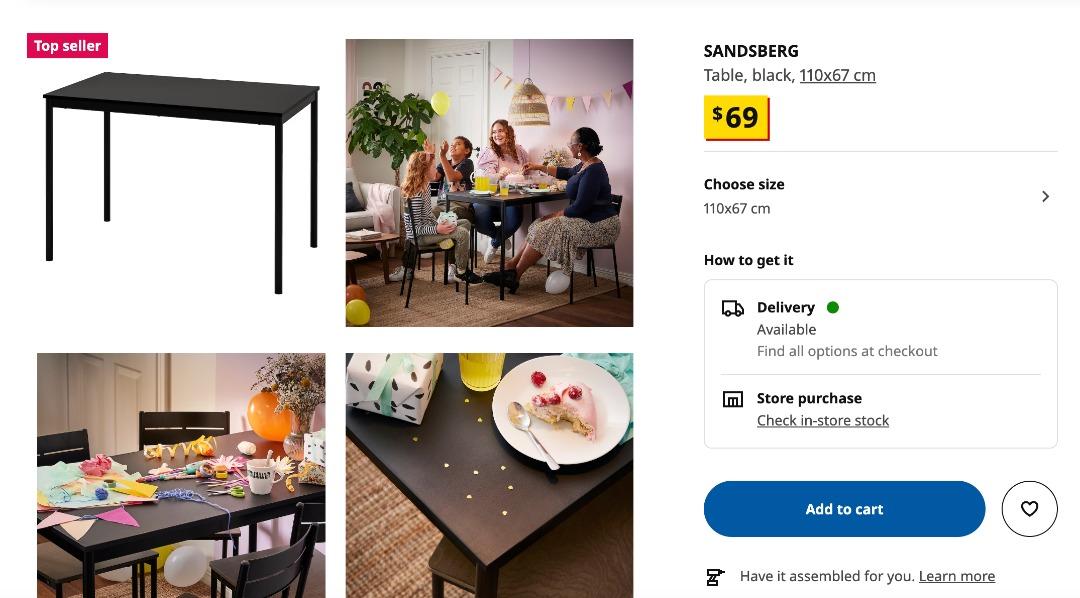 Ikea SANDSBERG Table Black, Furniture & Home Living, Furniture, Tables ...