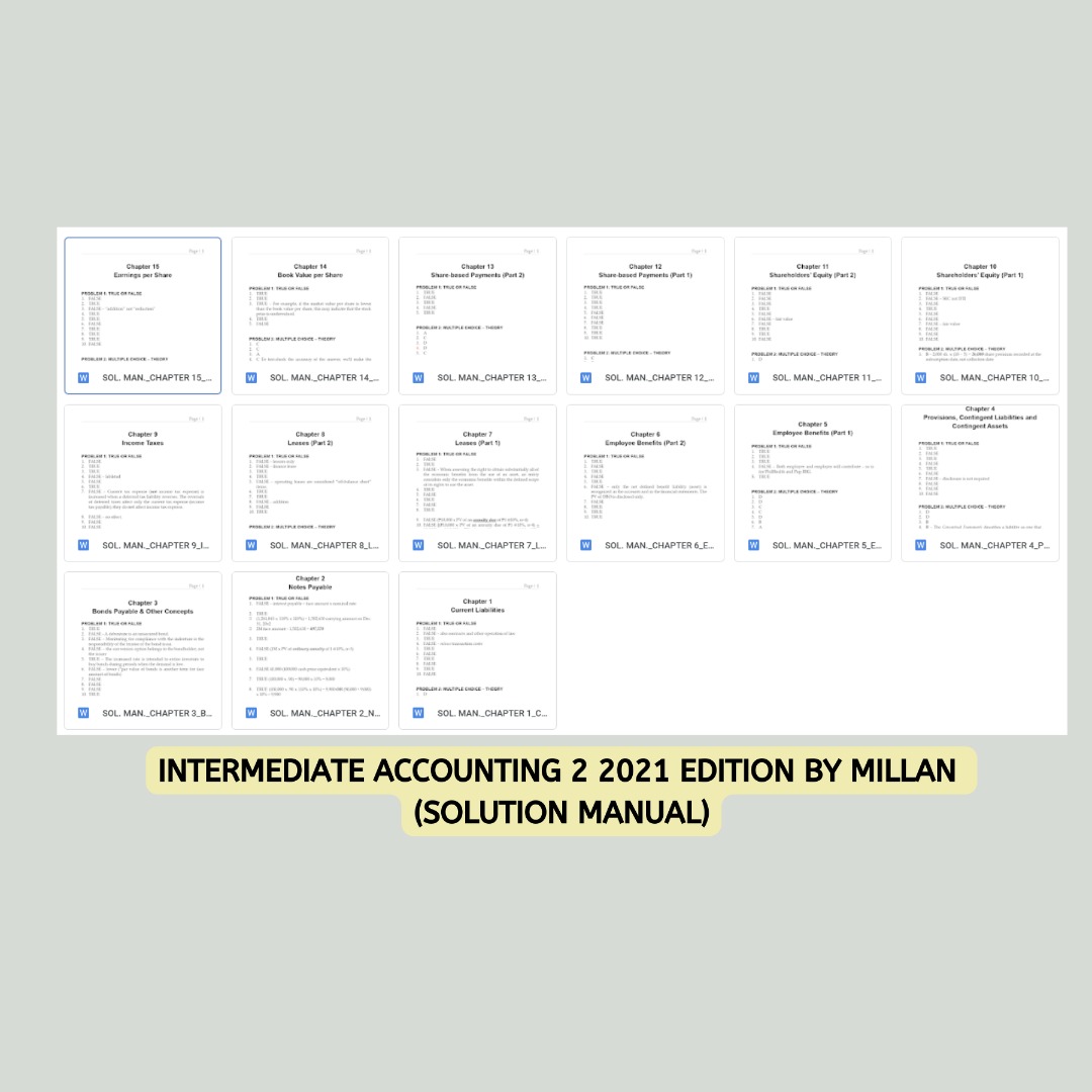 INTERMEDIATE ACCOUNTING 2 2021 EDITION BY ZEUS MILLAN (SOLMAN), Hobbies ...