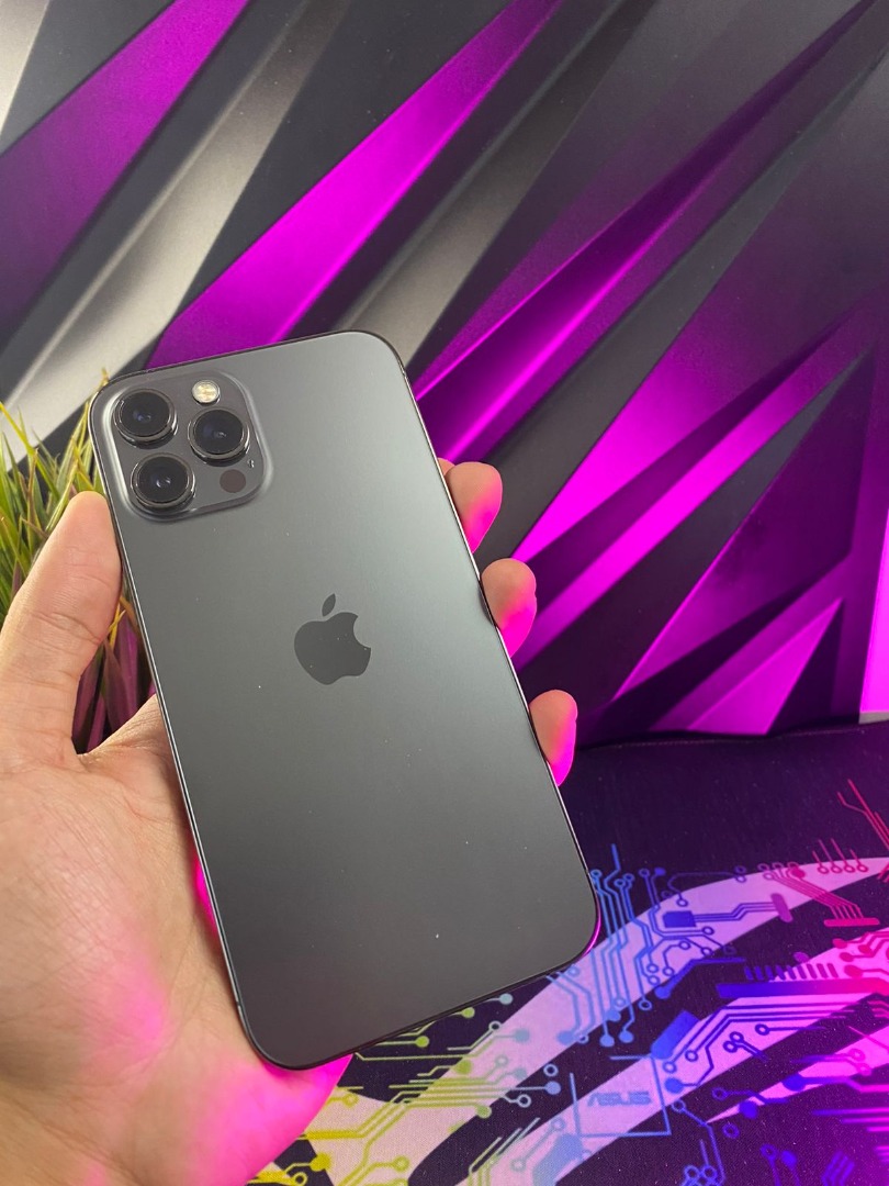 iPhone 12 Promax graphite 128 digimap mulus fullset, Telepon Seluler ...