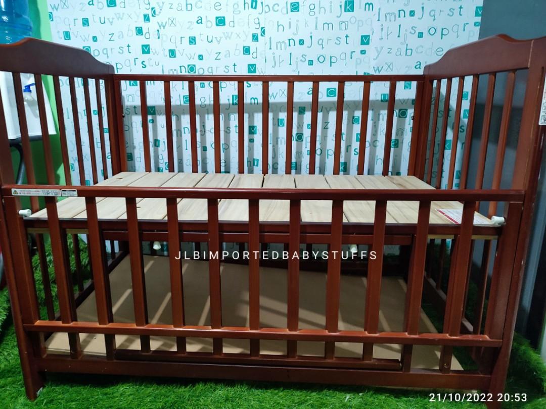Katoji baby wooden crib, Babies & Kids, Baby Nursery & Kids Furniture, Cots & Cribs on Carousell
