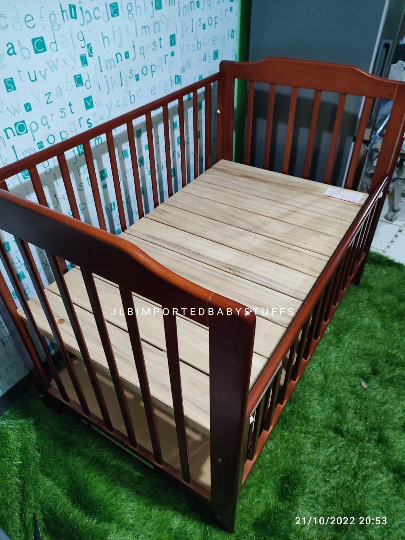 Katoji baby wooden crib, Babies & Kids, Baby Nursery & Kids Furniture, Cots & Cribs on Carousell