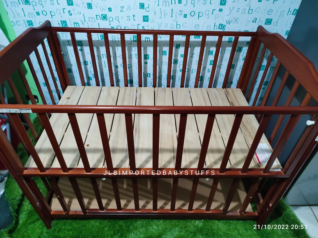 Katoji baby wooden crib, Babies & Kids, Baby Nursery & Kids Furniture, Cots & Cribs on Carousell