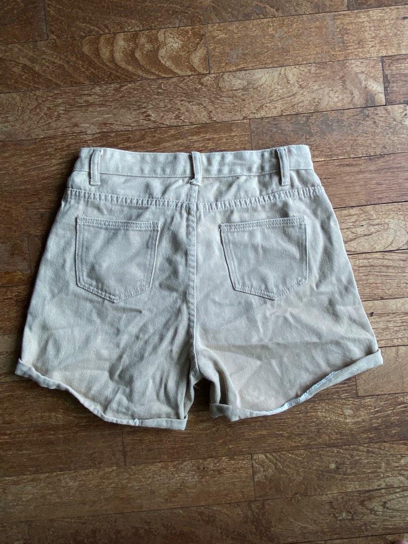 khaki beige shorts denim, Women's Fashion, Bottoms, Shorts on Carousell