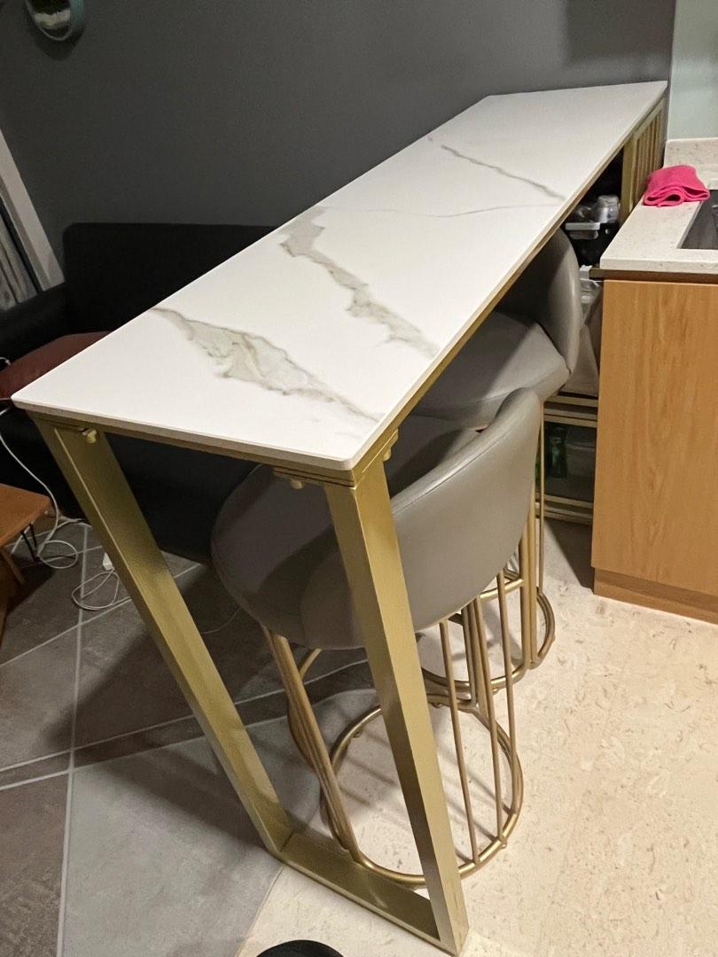 Mabel style bar table with golden frame, Furniture & Home Living ...