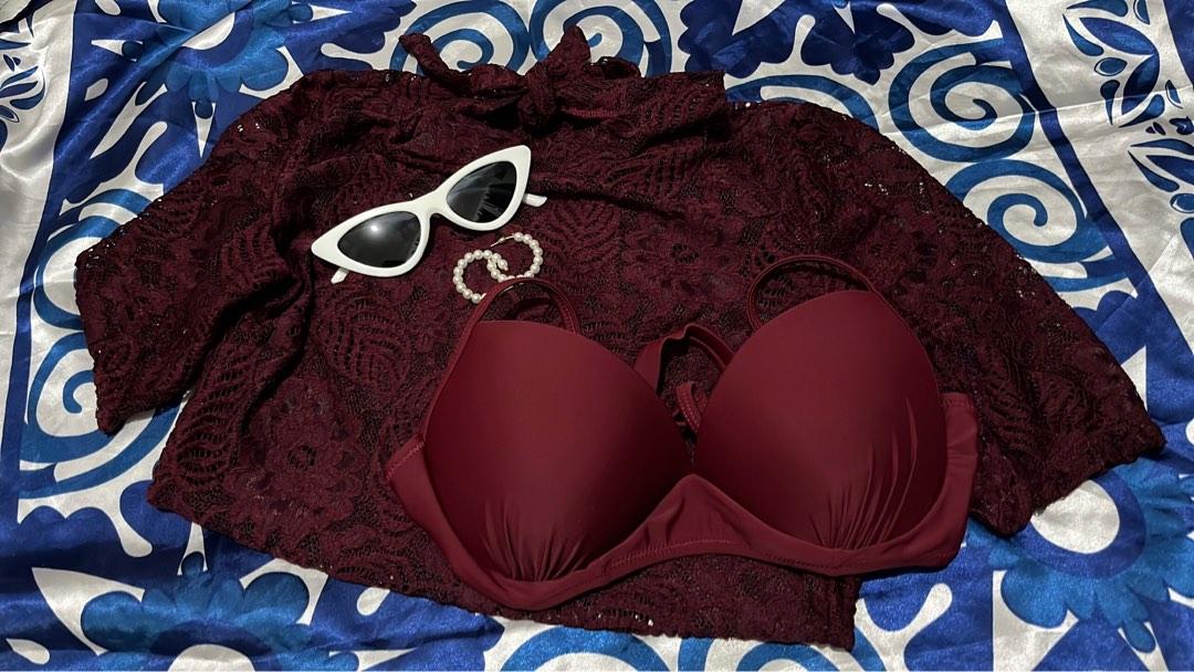 Maroon One Piece Swimsuit, Women's Fashion, Swimwear, Bikinis ...