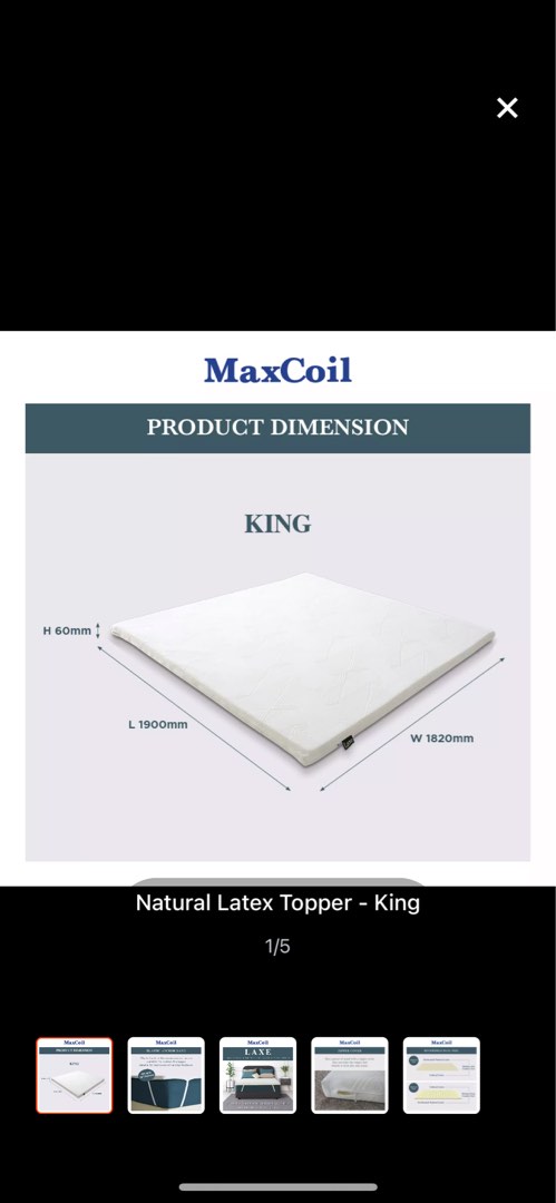 Max coil king size latex topper, Furniture & Home Living, Bedding ...