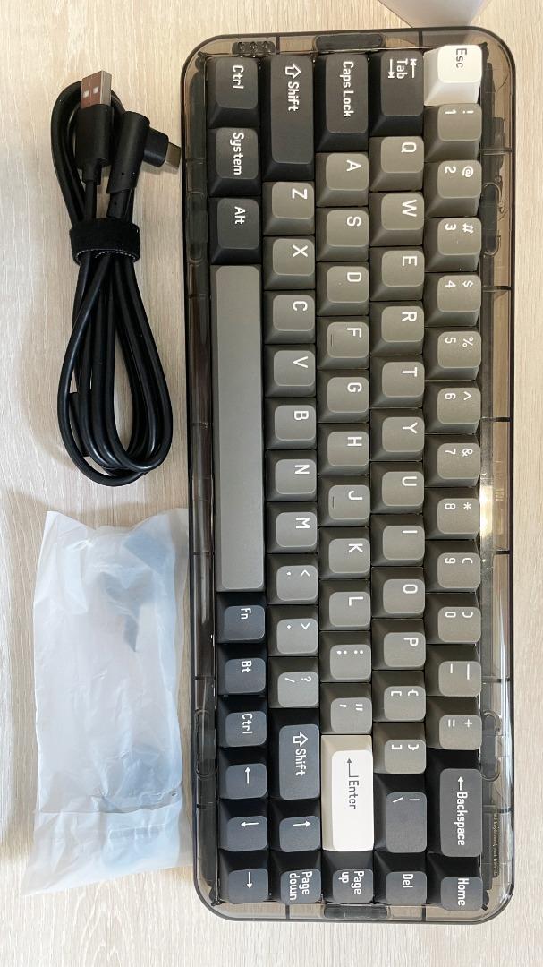 Melgeek Mojo68 Retro Mechanical Keyboard 透明Mojo 68復古三模客製化機械鍵盤RGB燈效, 電腦 ...