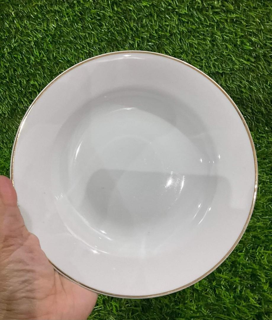Miyake High Quality Ceramic Semi Deep Plate Gold Intact Rim 8" x 2 ...