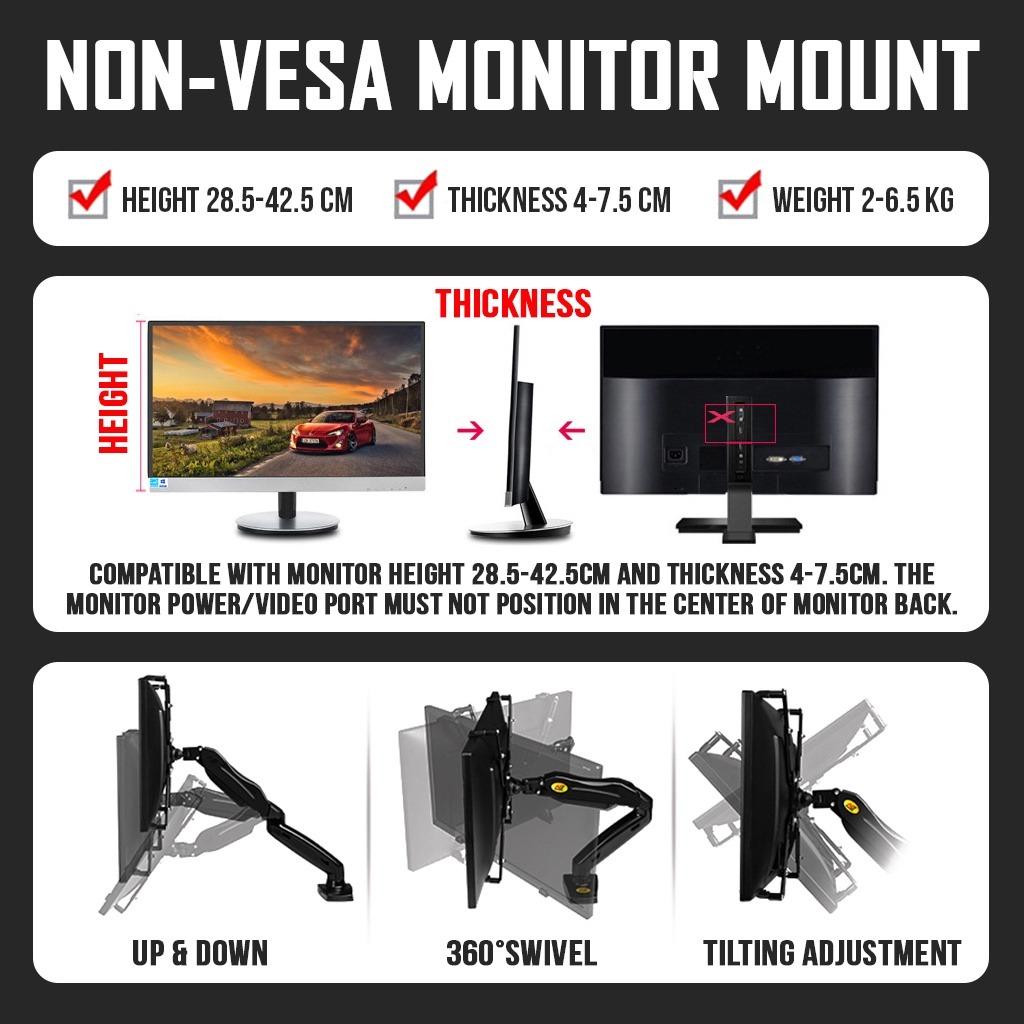 Monitor Mounting Computer Bracket LCD Holder Non Vesa Display Adaptor ...
