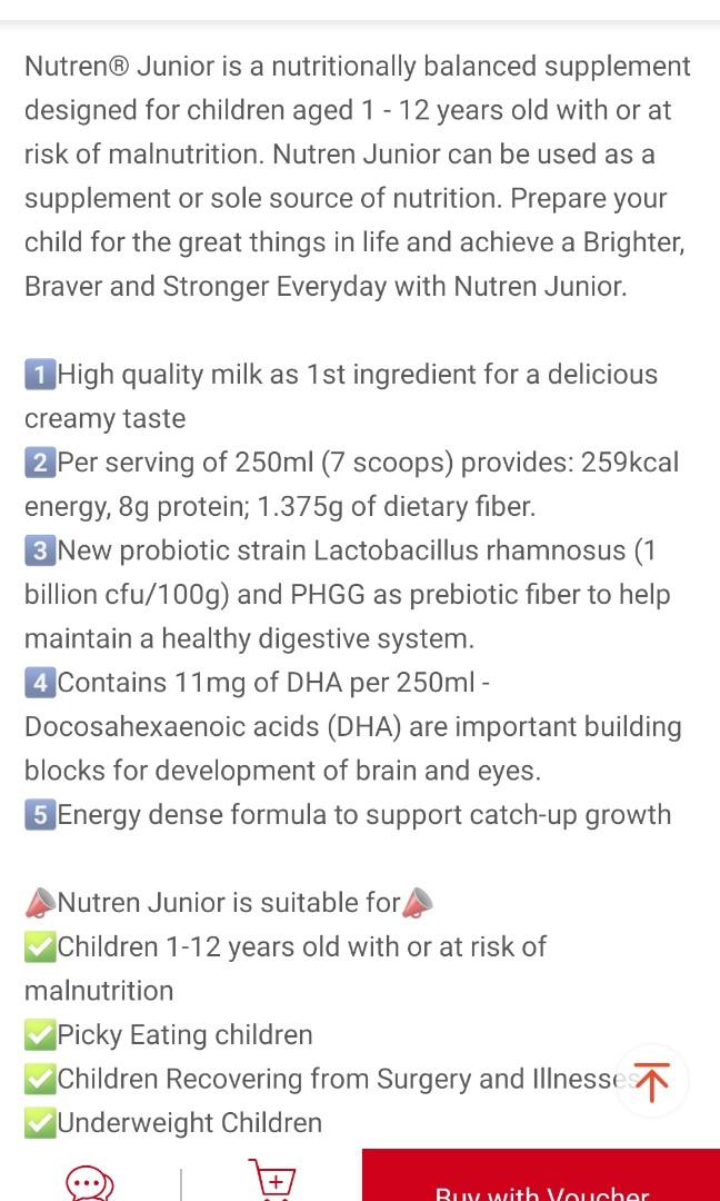 Nestle Nutren Junior Powder 850g, Babies & Kids, Nursing & Feeding, Breastfeeding & Bottle ...
