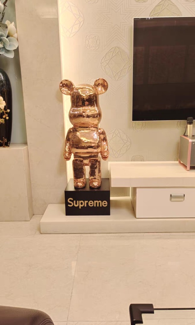 NEW limited edition rose gold chrome plated bearbrick statue, Hobbies ...