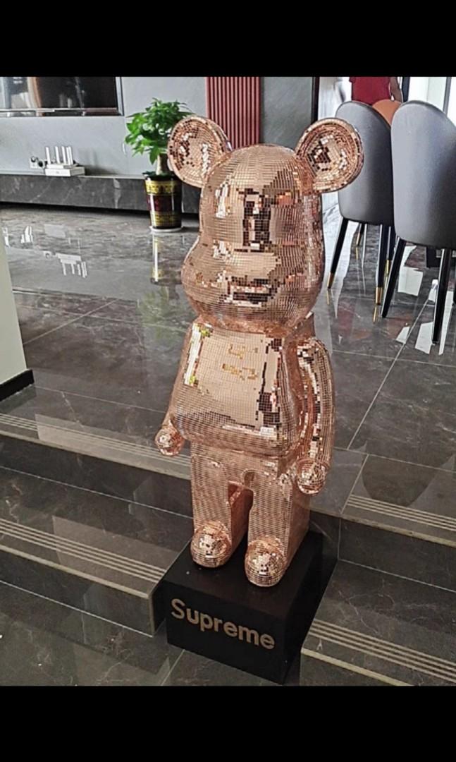 NEW limited edition rose gold chrome plated bearbrick statue, Hobbies ...