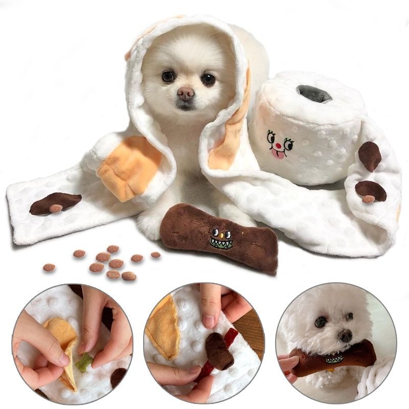 New Pet Dog Toy Simulation Toilet Paper Poop Picking Suit Puppy Plush ...