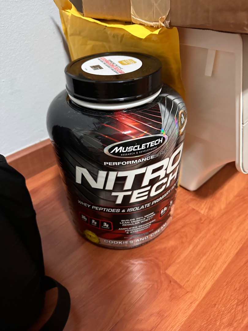 Nitro tech 4lbs Whey Protein Peptides Cookies and Cream, Health ...