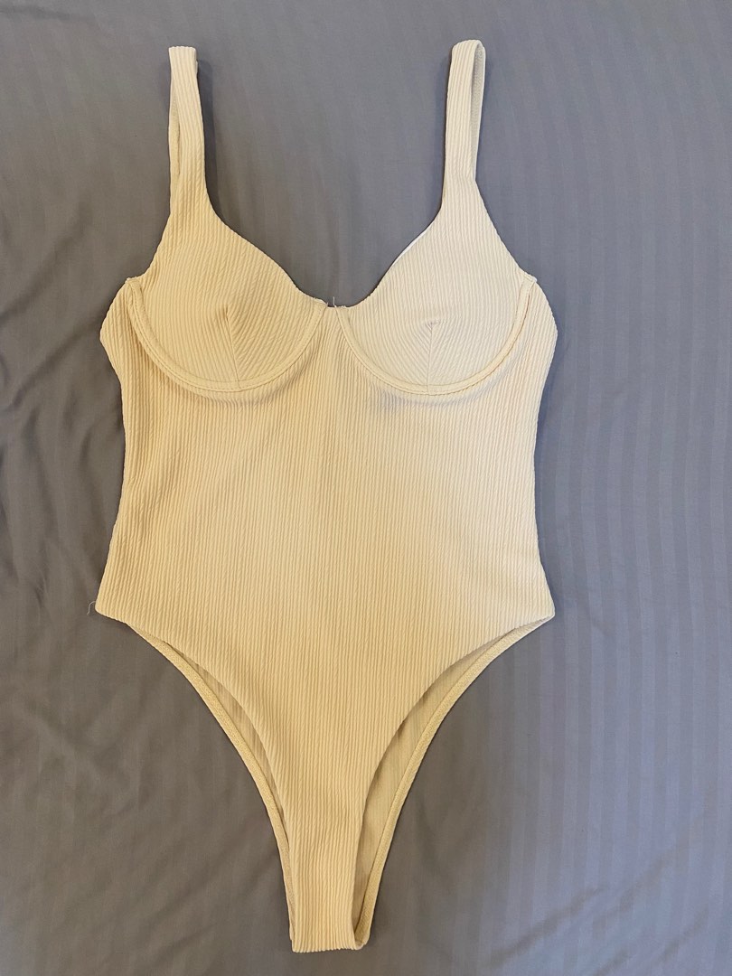 One-piece beige swimsuit, Women's Fashion, Swimwear, Bikinis ...