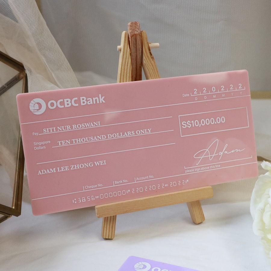 Pastel Acrylic Mock up Cheque Hantaran, Hobbies & Toys, Stationery ...