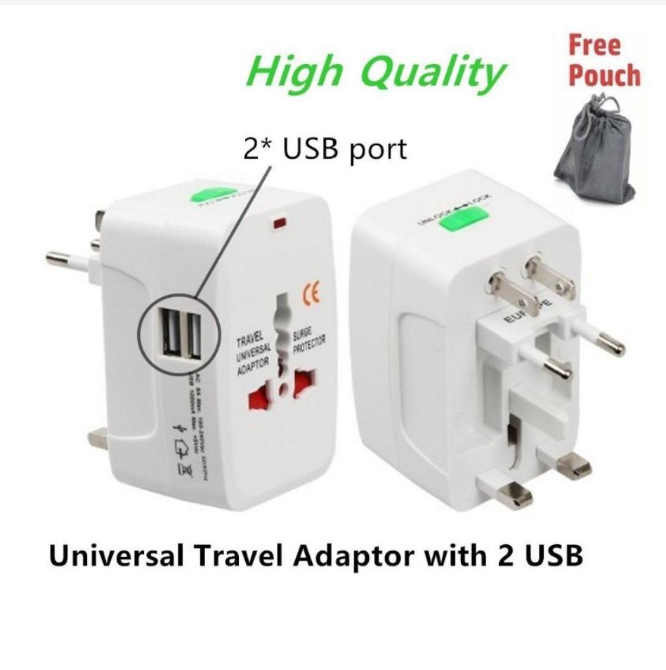 Power Socket Adapter Universal Travel Dual USB Adapter Plug Socket ...