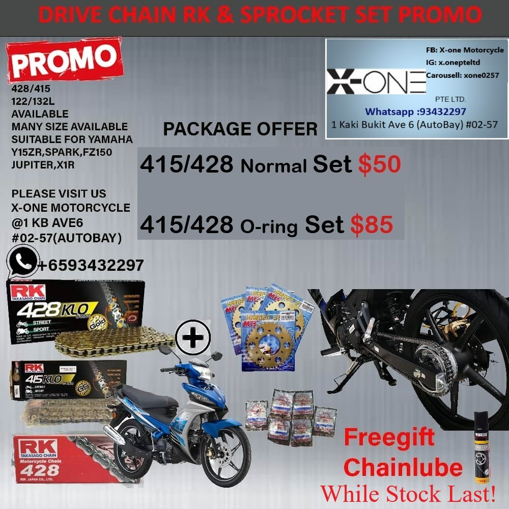 RK Chain & Sprocket Set, Motorcycles, Motorcycle Accessories on Carousell