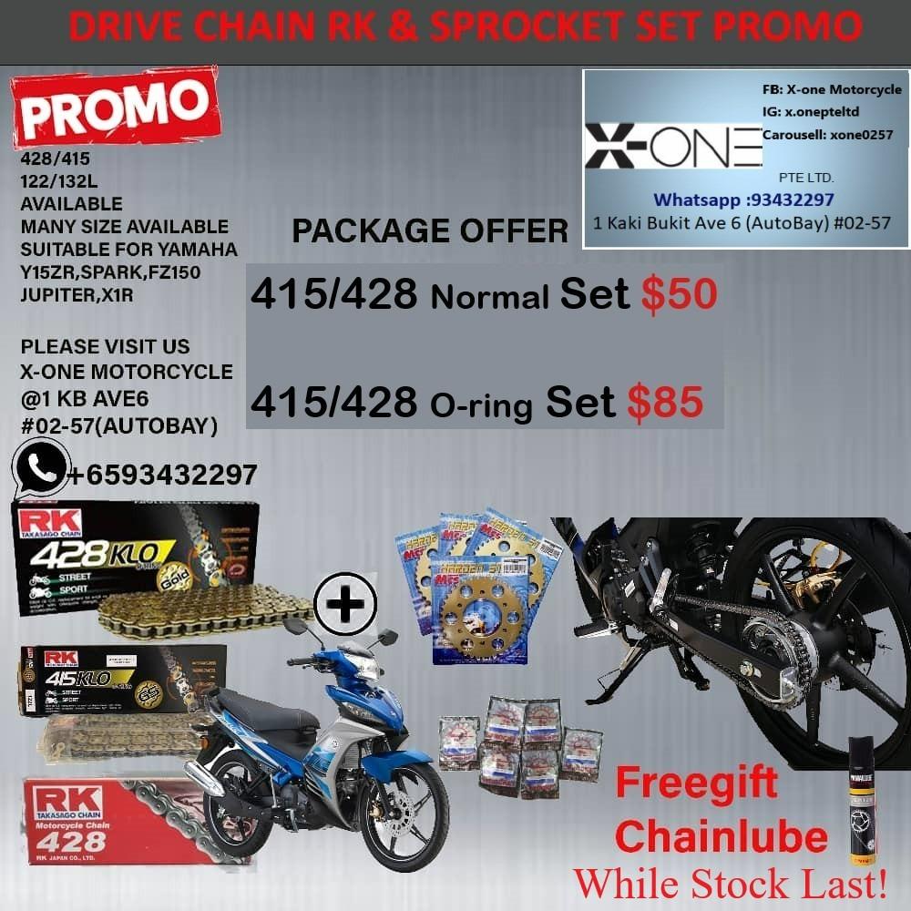RK Chain & Sprocket Set, Motorcycles, Motorcycle Accessories on Carousell
