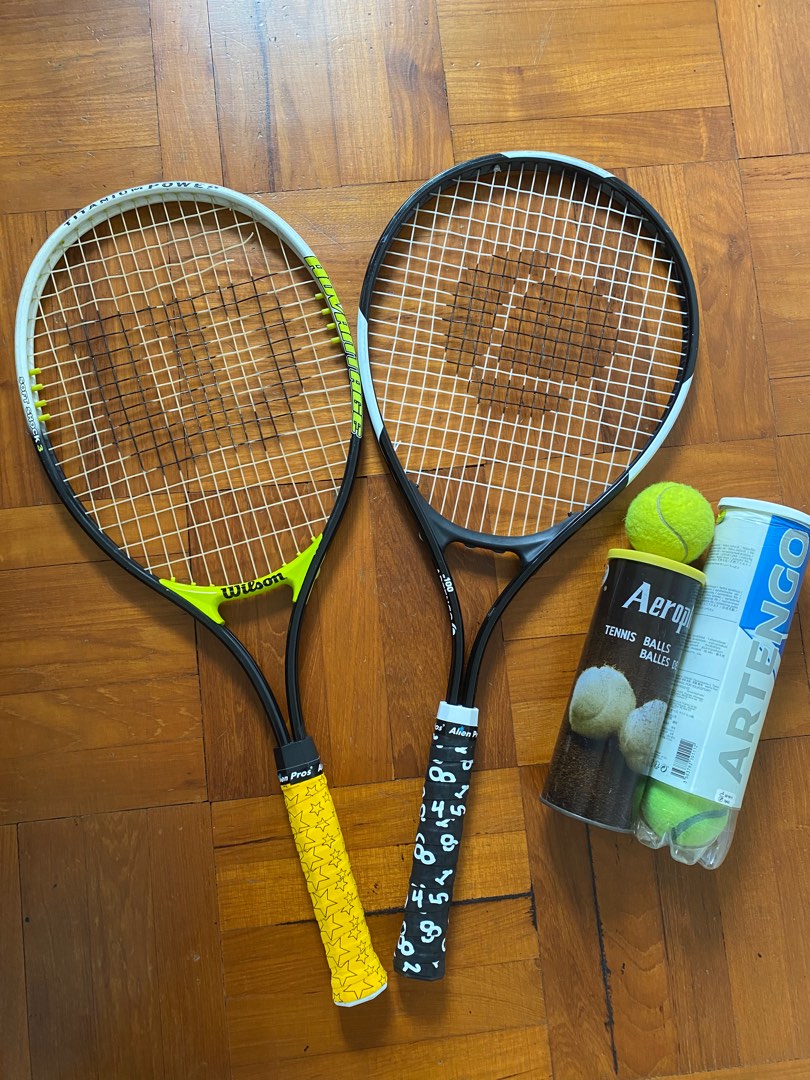 Set of Tennis Rackets and balls, Sports Equipment, Sports & Games ...