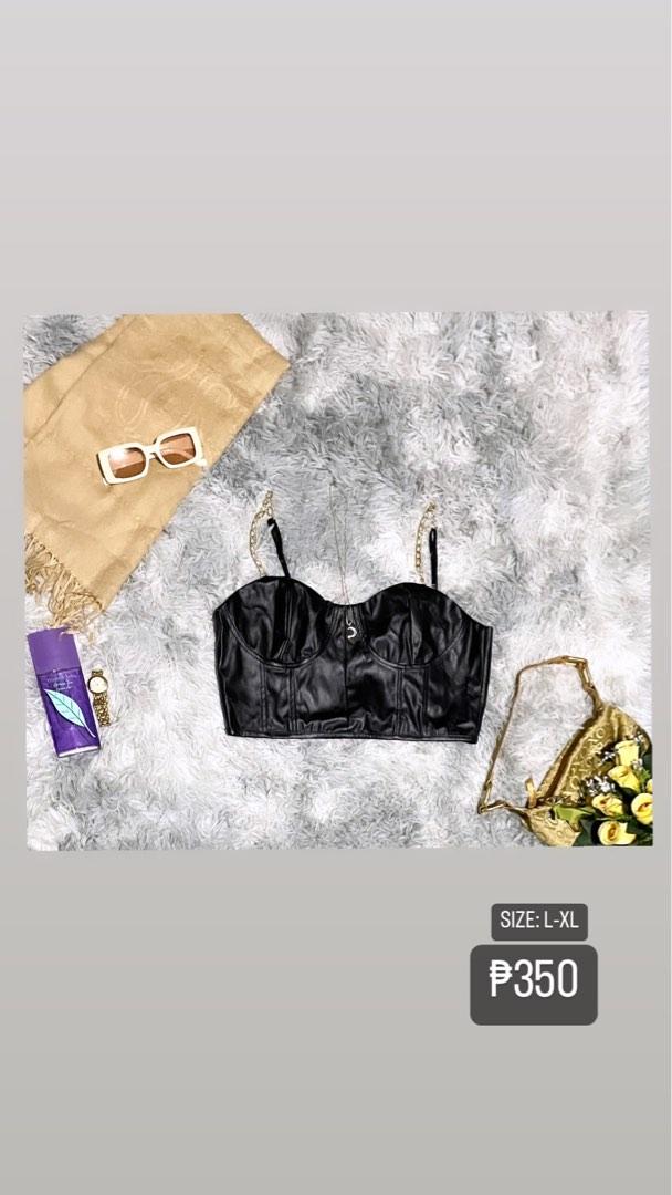 Sexy & classy leather bra party top, Women's Fashion, Tops, Others Tops ...