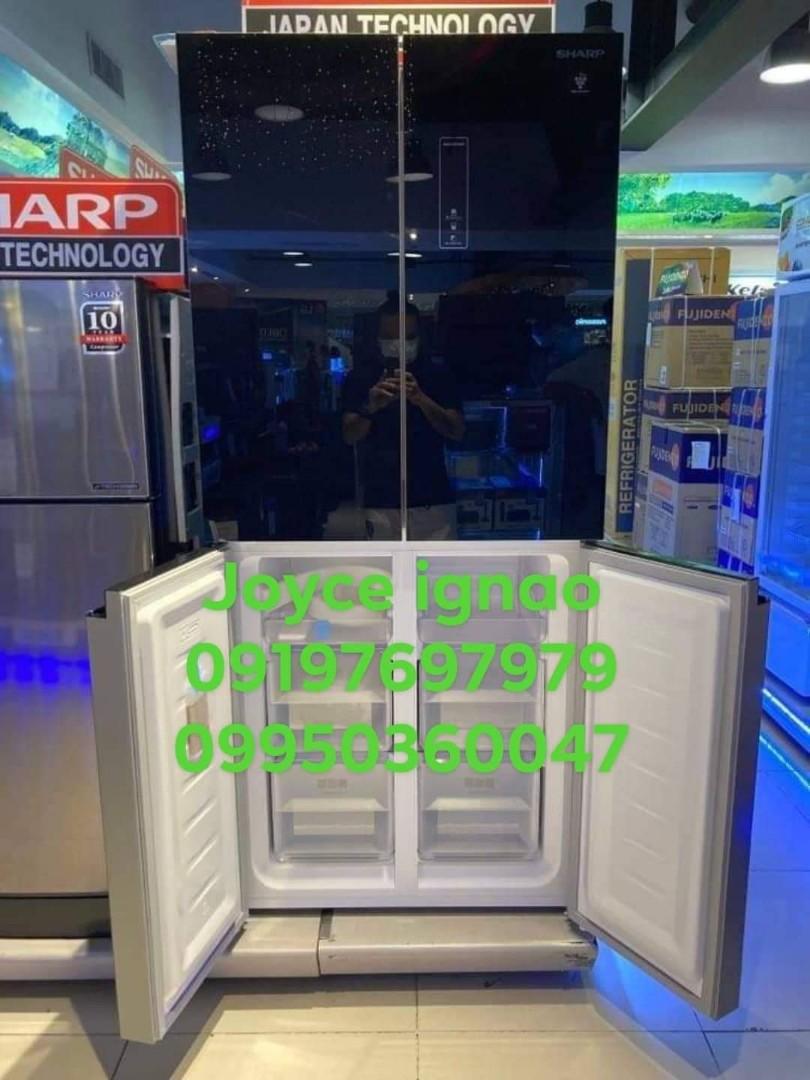 sharp refrigerator 16.7cuft no frost french door inverter black glass 1 ...