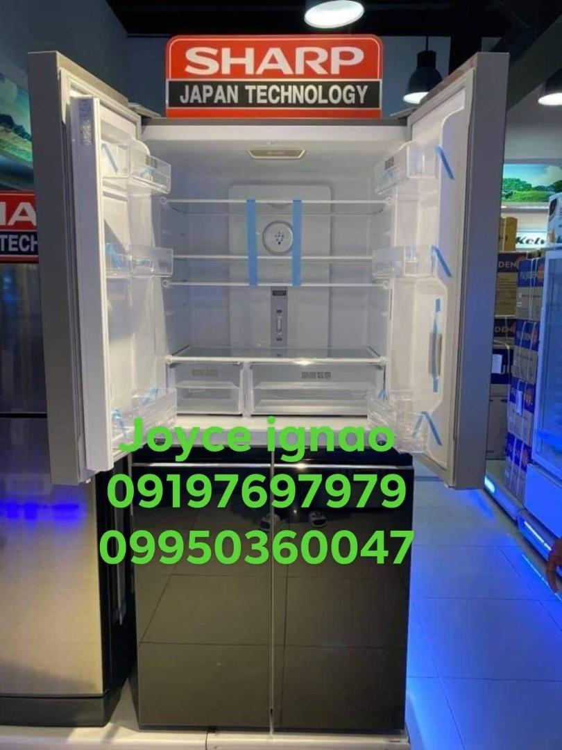 sharp refrigerator 16.7cuft no frost french door inverter black glass 1 ...