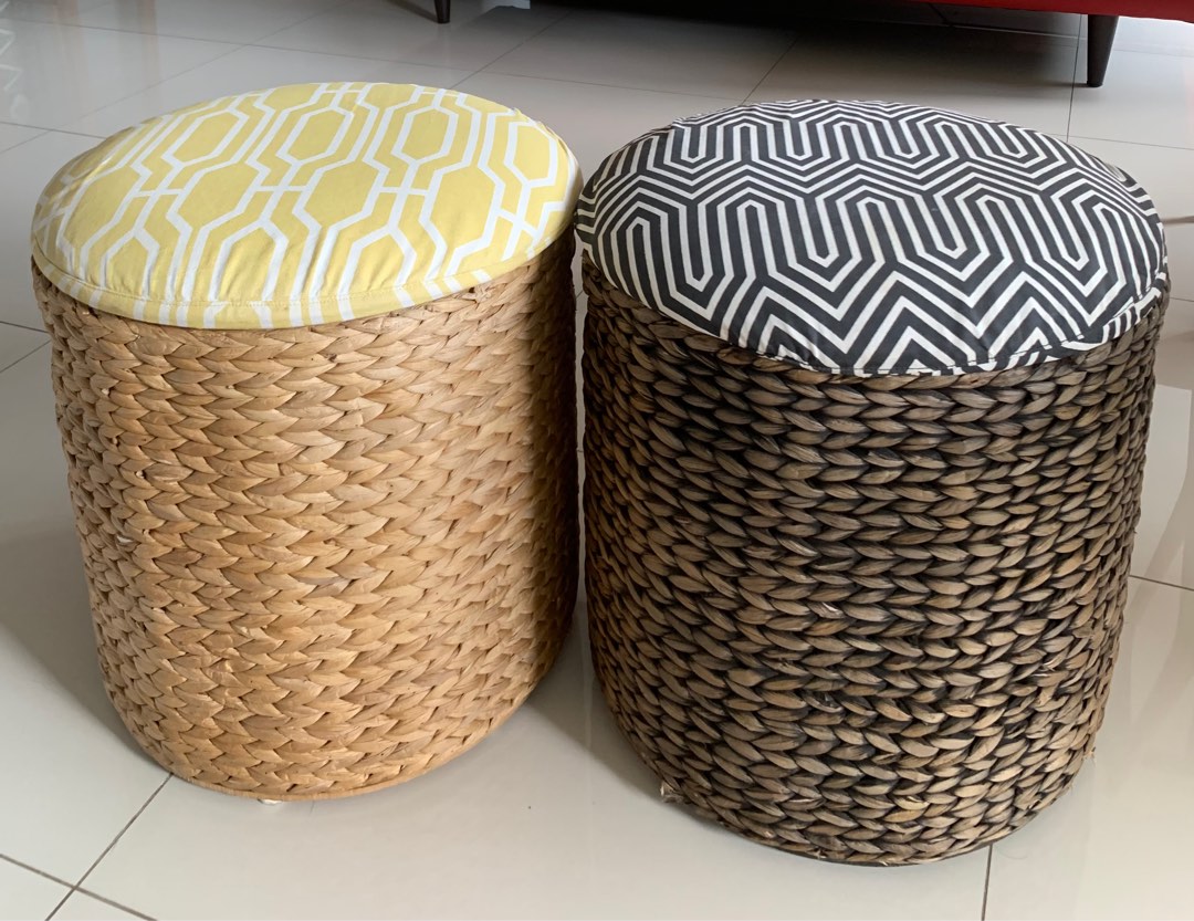Straw storage stool, Furniture & Home Living, Furniture, Other Home ...