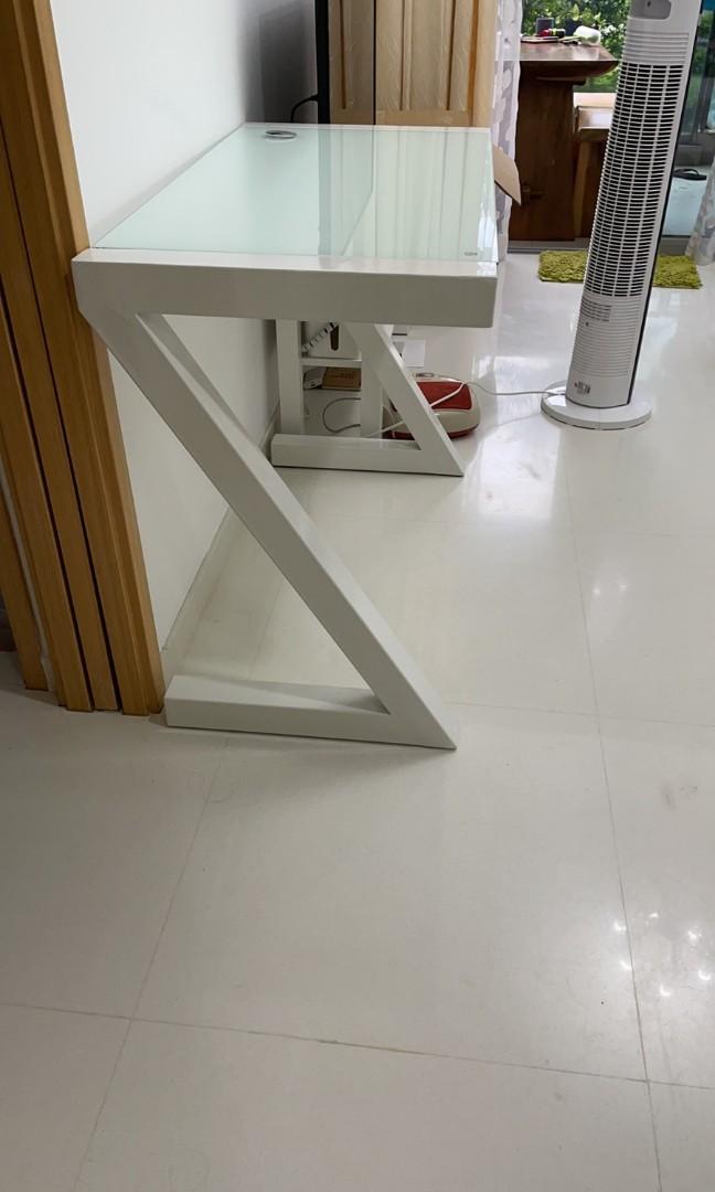 Temperred glass study table, Furniture & Home Living, Furniture, Tables ...