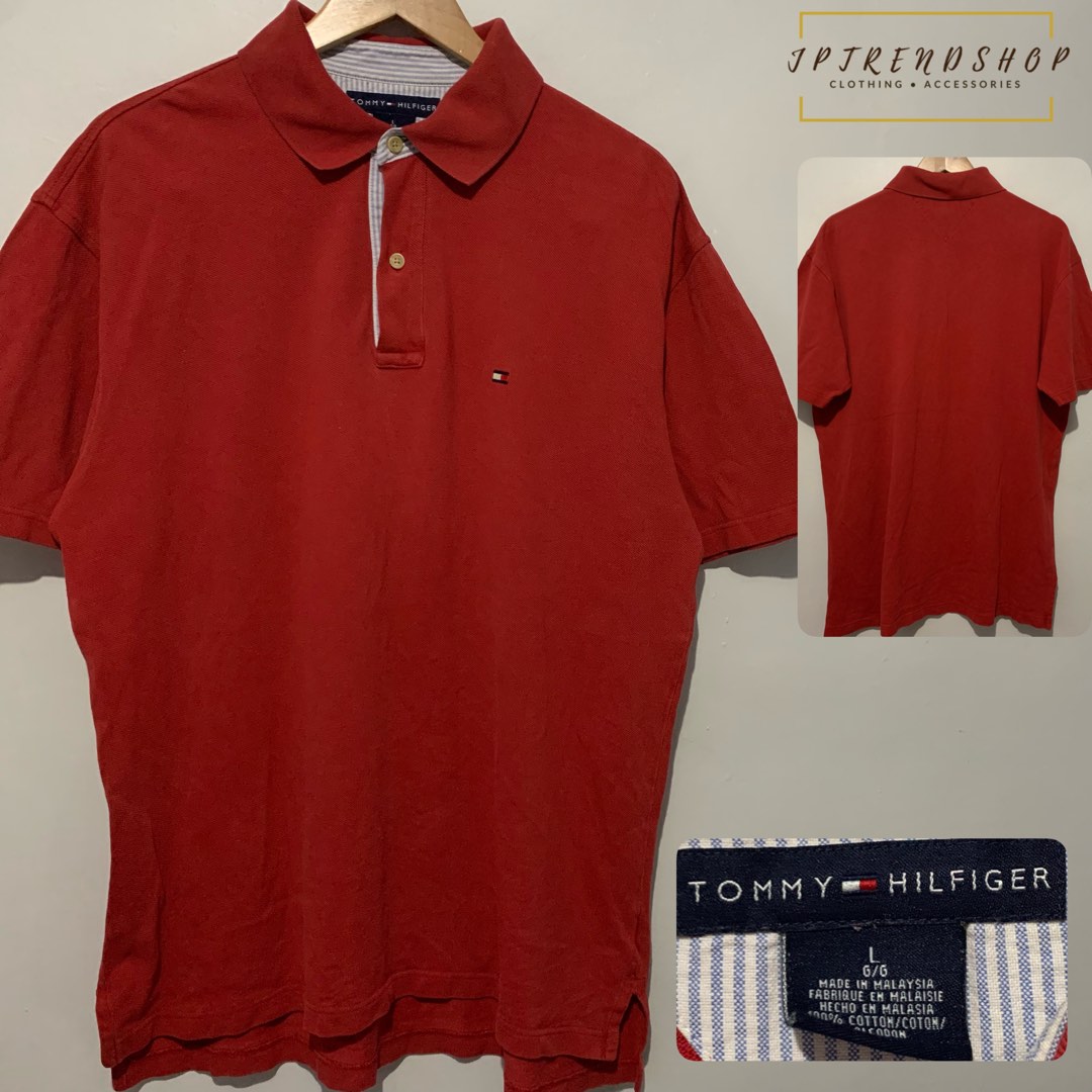 TOMMY HILFIGER BASIC FLAG POLO SHIRT (Red), Men's Fashion, Tops & Sets, Tshirts & Polo Shirts on ...