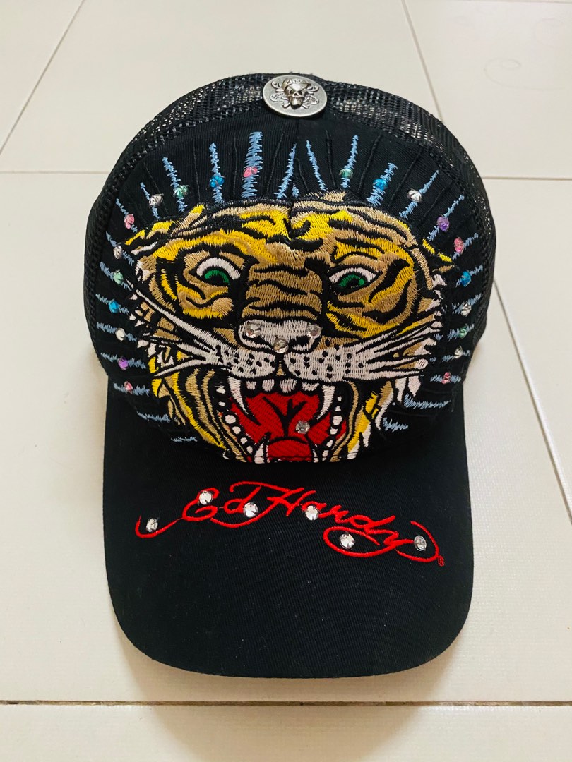 Topi cap Ed hardy harimau sulam, Men's Fashion, Watches & Accessories ...