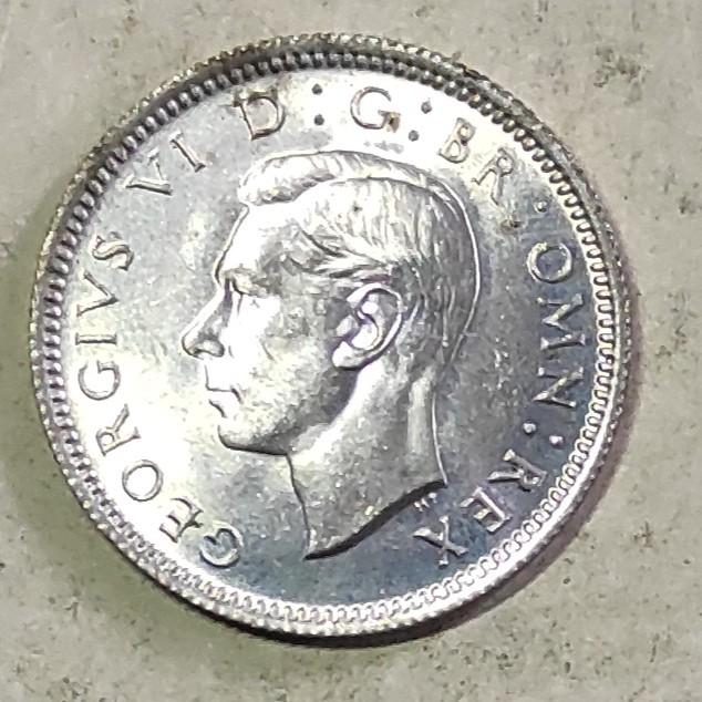 UK mint condition silver sixpence 1945 ww2 old coin money king george ...