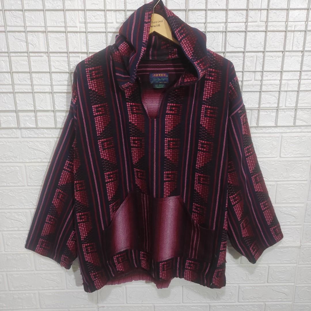 Vintage 80s Baja hoodie Aztec by SERGALE made in Mexico, Fesyen Pria ...