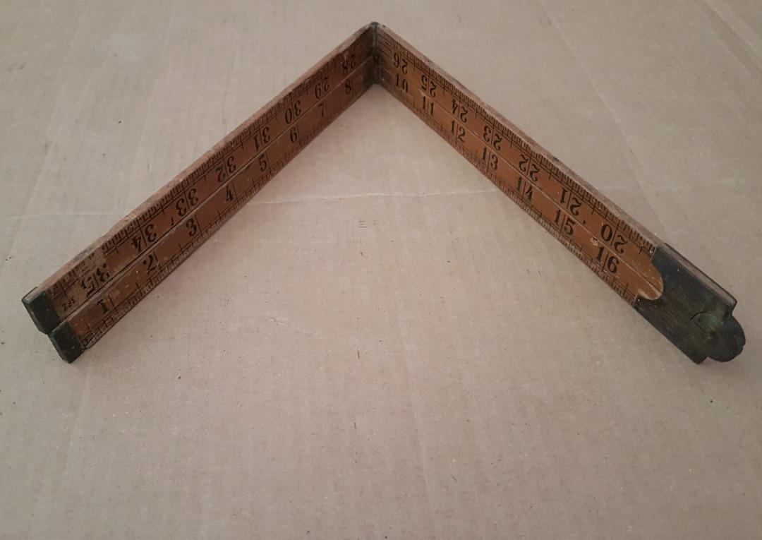 Vintage Foldable Ruler, Rare Measuring Device, Oriental Wooden Designer ...