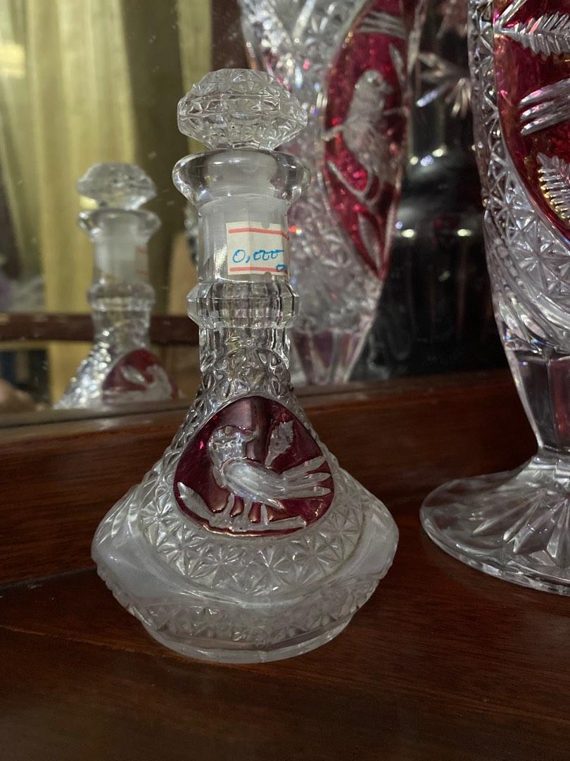Vintage Hofbauer Byrdes German Lead Crystal Ruby Red Vases and Decanter ...