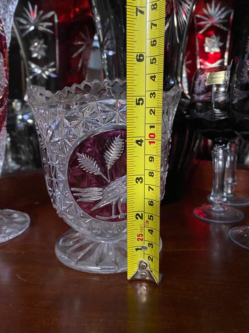 Vintage Hofbauer Byrdes German Lead Crystal Ruby Red Vases and Decanter ...