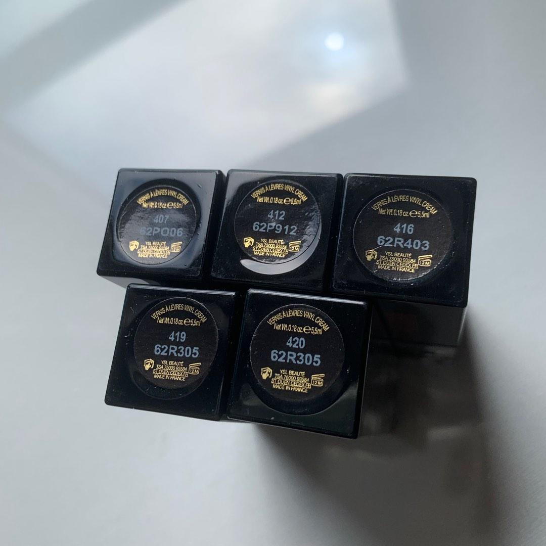 YSL vinyl cream lip stain 黑管唇釉 #407 #412 #416 #419 #420, 美容＆化妝品, 健康及美容 ...
