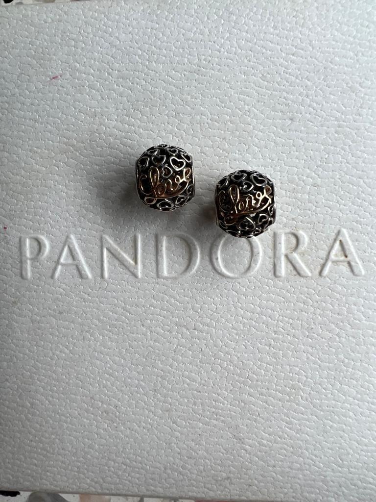 Authentic Pandora Two tone Love Open Charm, Women's Fashion, Jewelry ...