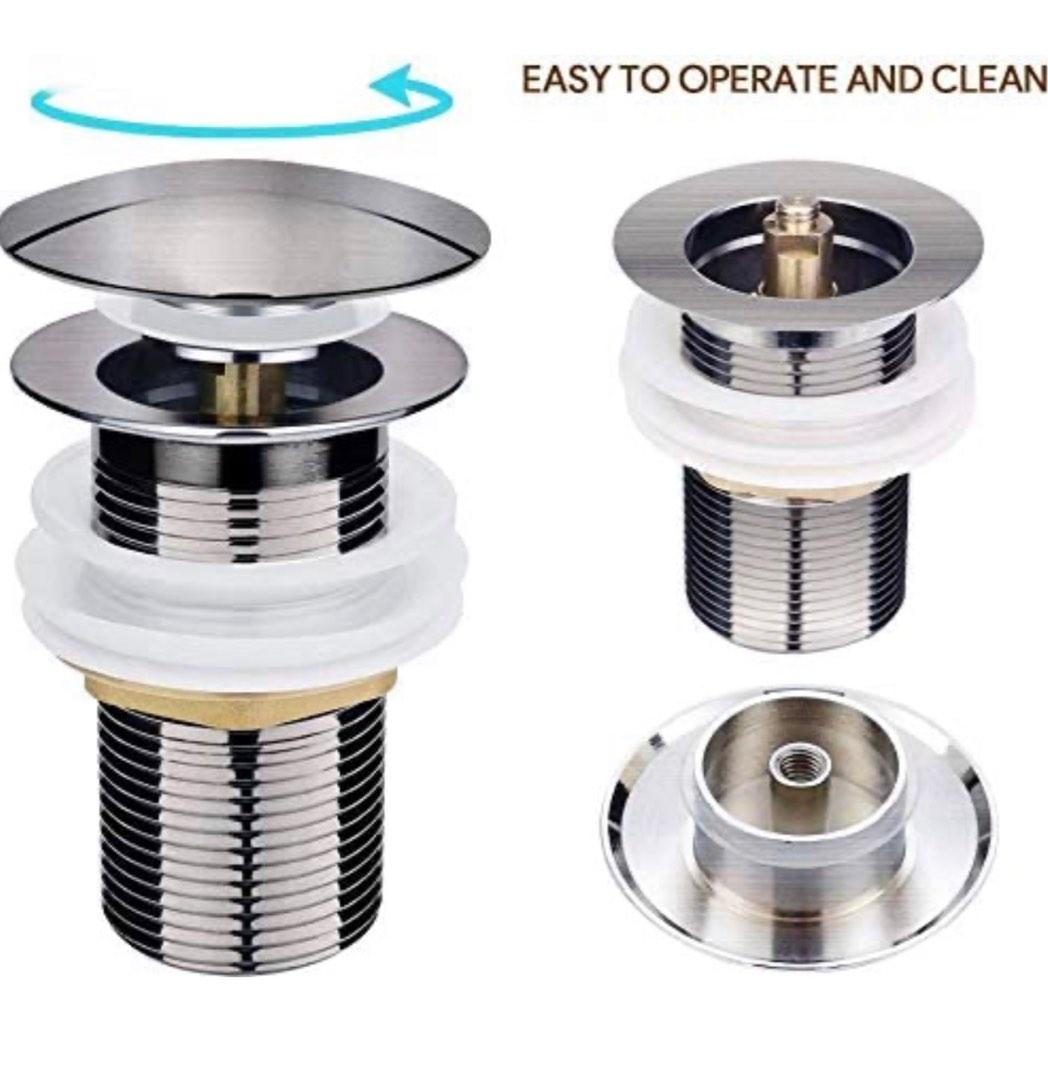 Basin Sink Waste Unslotted Modern Pop Up Click Clack Nickel Plated ...