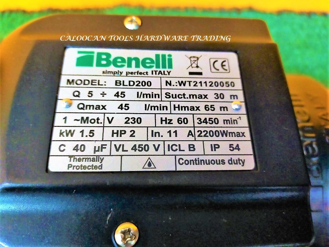 BENELLI Italy Heavy Duty 2HP 1500 Watts Deep Well Jet Pump with Ejector ...