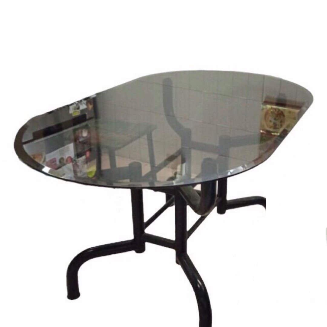 Black Tinted Glass Dining Table, Furniture & Home Living, Furniture ...