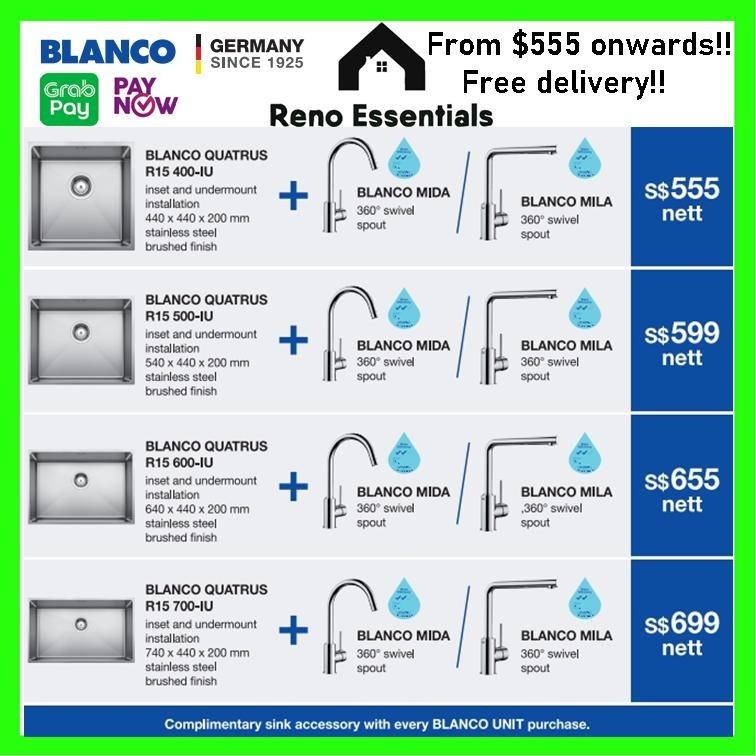 Blanco Quatrus Kitchen sink package Renoessentials Singolo, Furniture ...