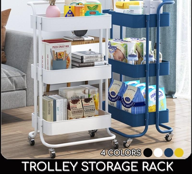C02 Trolley Rack / Multipurpose Push Cart Tray Storage Shelf Kitchen ...