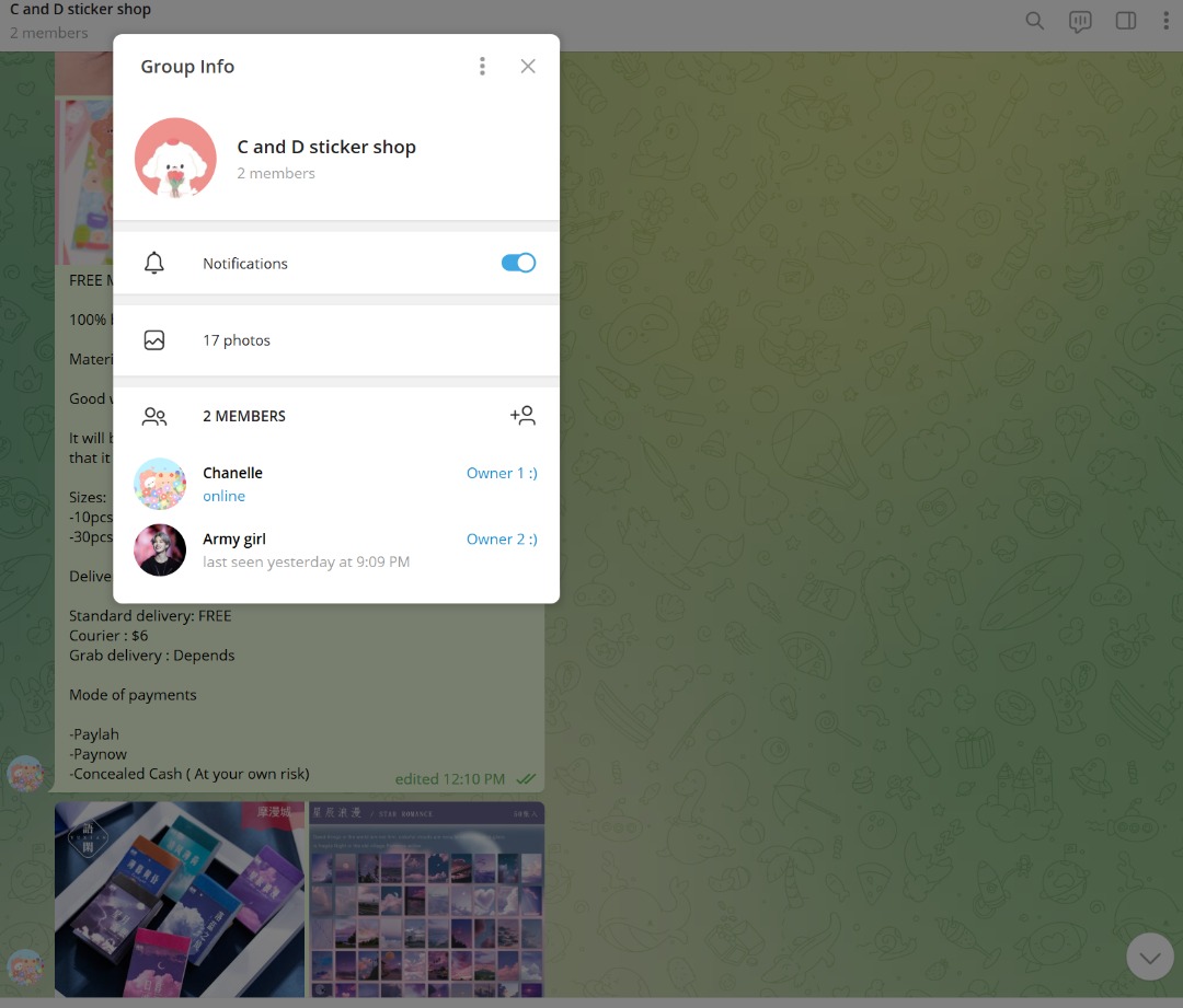 C and D sticker shop telegram, Hobbies & Toys, Stationery & Craft ...