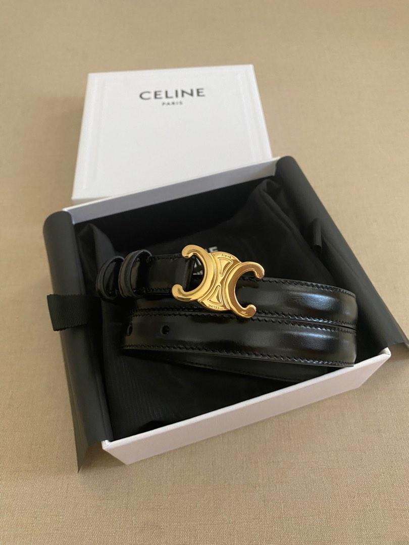 Celine triomphe belt small 18mm black, Barang Mewah, Aksesoris di Carousell