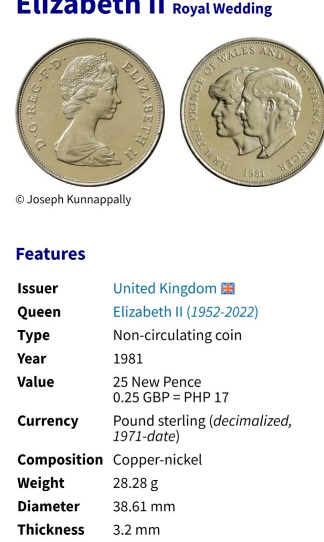 Charles & Diana Wedding Commemorative Coin, Hobbies & Toys, Memorabilia ...