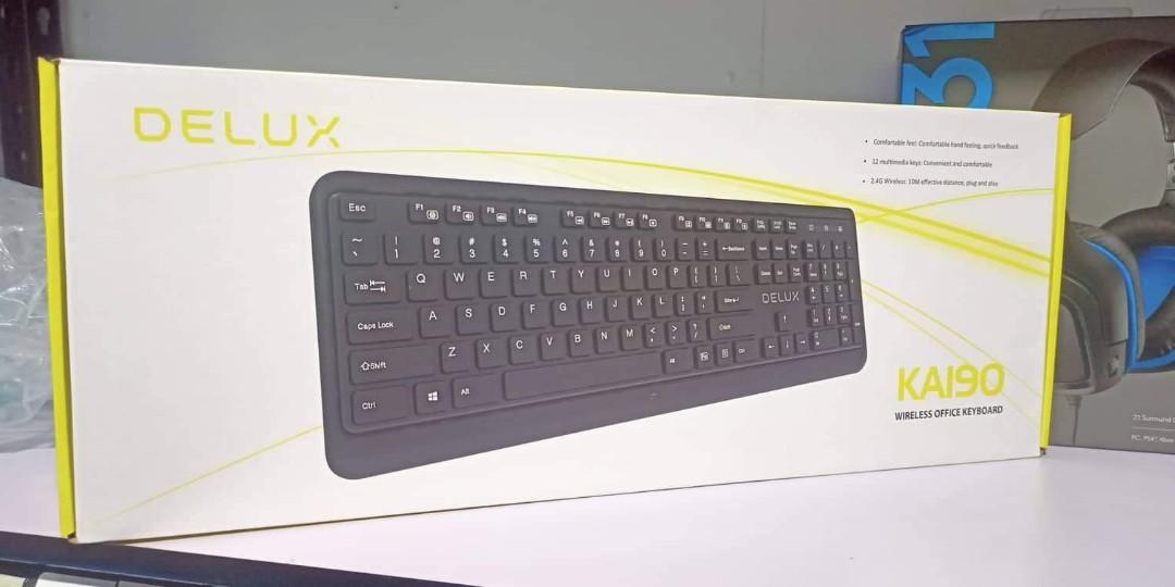 Delux KA190G Wireless Multimedia Keyboard Chocolate Keycap Black ...