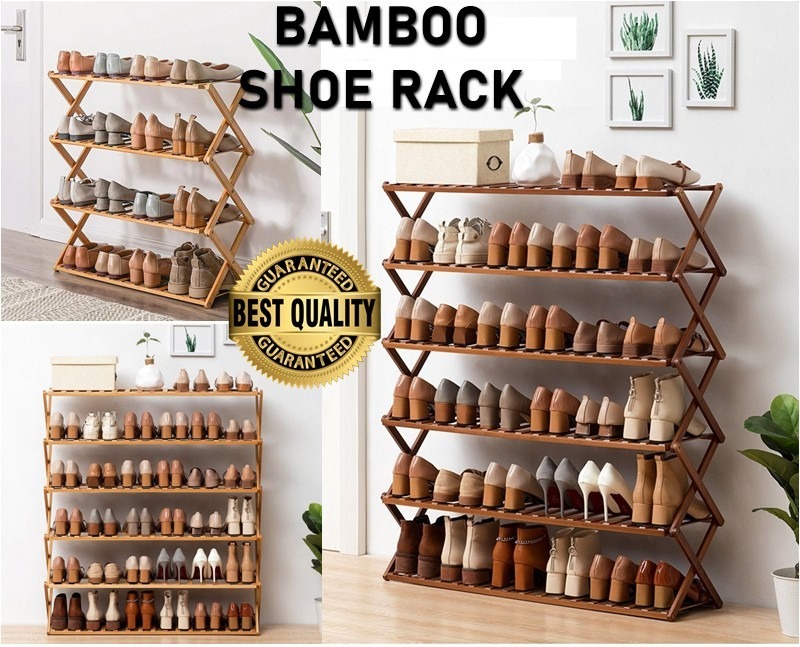 Foldable Shoe Rack/ Bamboo Shoe Rack/ 3/4/5 Layer Shoe Rack MMZ1268 ...