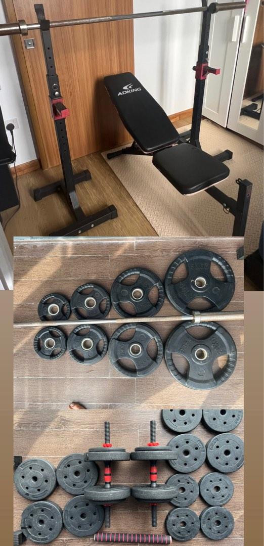 Gym set - Squat rack / Weights Plates Barbell Dumbell, Sports Equipment ...